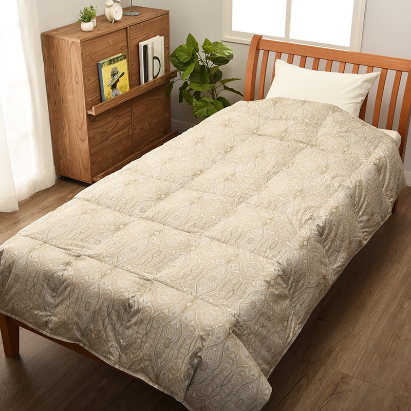 スリーピュア 羽毛肌掛けふとん[ダック] （シングルロング）150x210cm ベージュ ふとんがわ：表;綿70％ポリエステル30％ 裏生地：ポリエステル65%綿35% 詰めもの：ダウン90 ...